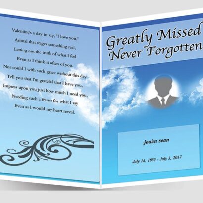 Sky Blue Funeral Program Template | Funeral Program Template