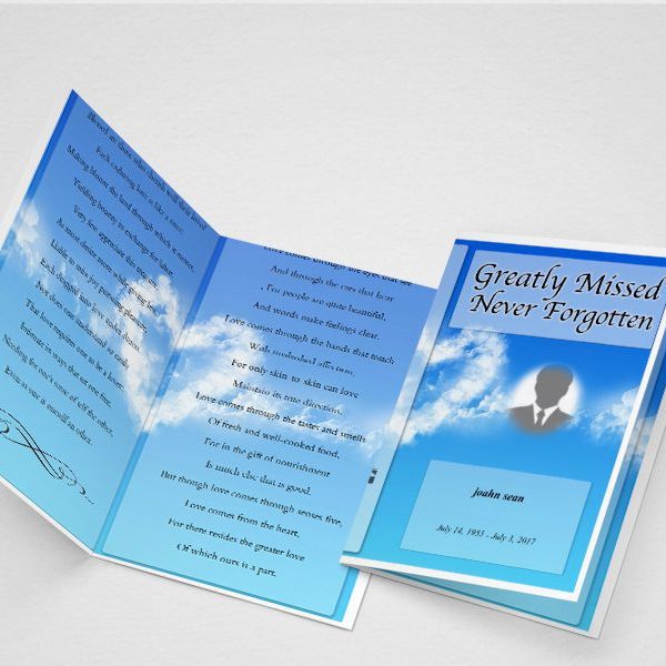 Sky Blue Funeral Program Template | Funeral Program Template