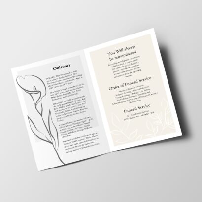 Beige Floral Decorative Funeral Booklet