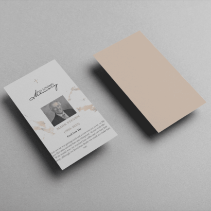 Cream Gold Marble Funeral Prayer Card