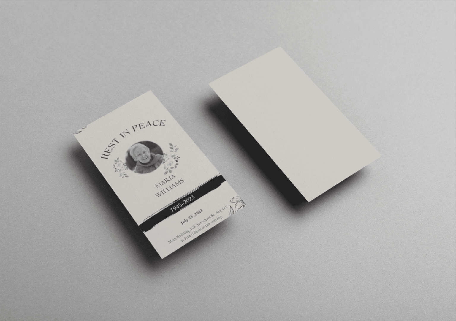 Floral Rest in Peace Funeral Prayer Card