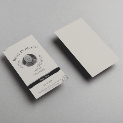 Floral Rest in Peace Funeral Prayer Card