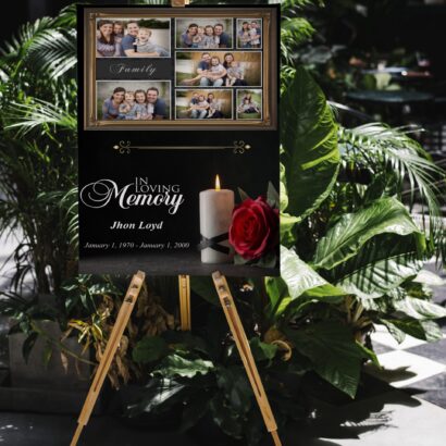 Golden Frame Funeral Memorial Poster Template
