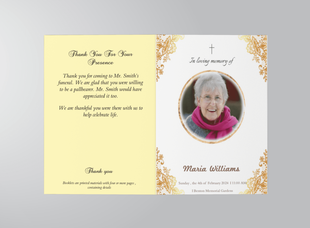 Golden Minimalist Obituary Funeral Program Template