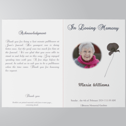 Gray Elegant Oval Frame Funeral Program Template