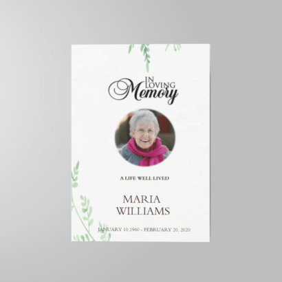 Green Natural Funeral Program Template