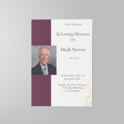 Grey and Burgundy Elegant Funeral Program Template