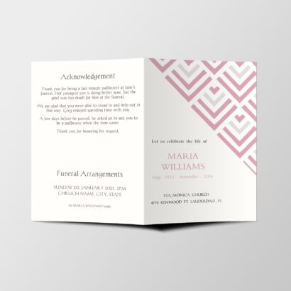 Pink Pattern Funeral Program Template
