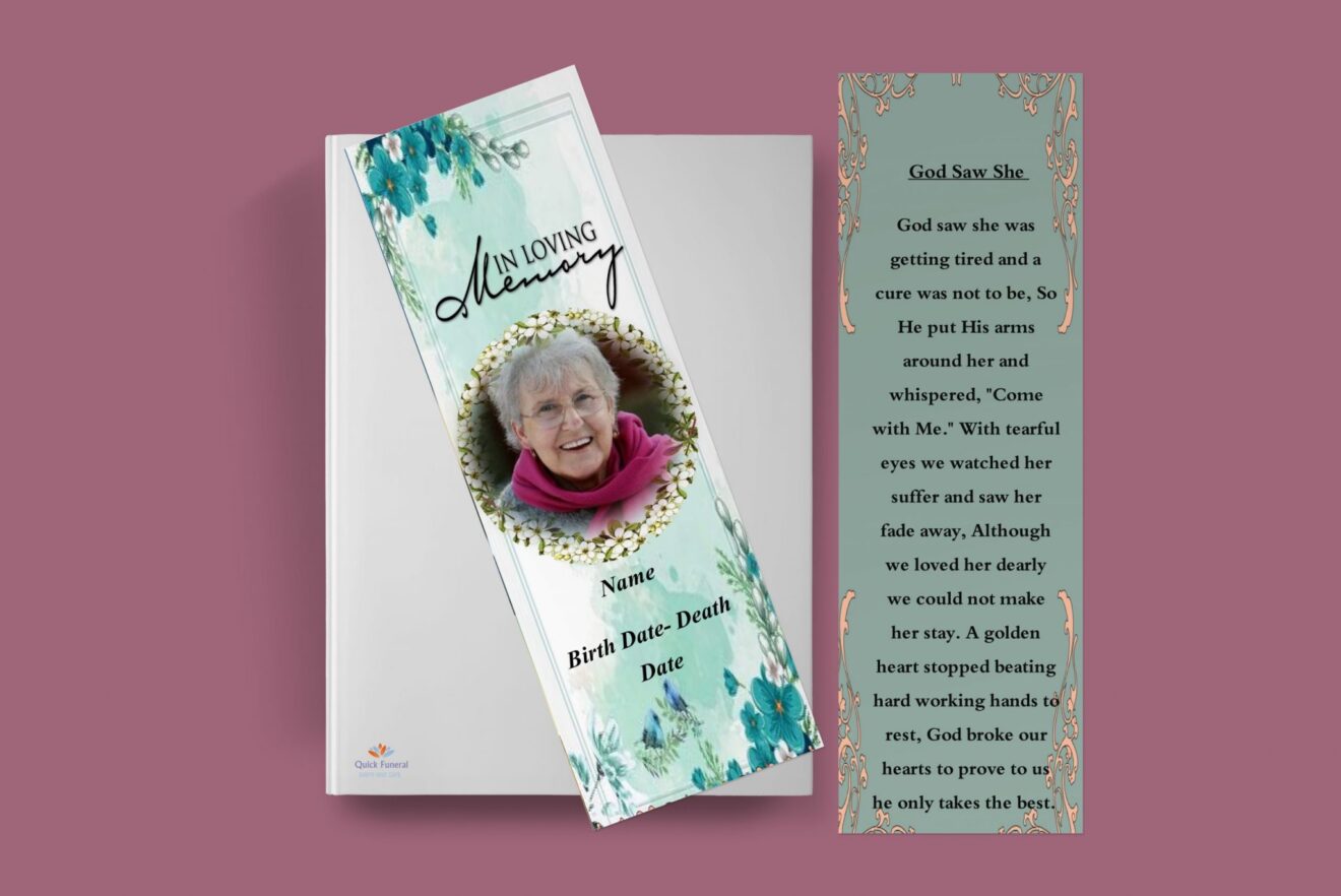 Floral Funeral Bookmark Template - Funeral Pamphlet Site