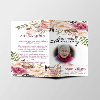 Floral Garden Funeral Program Template - Funeral Pamphlet Site