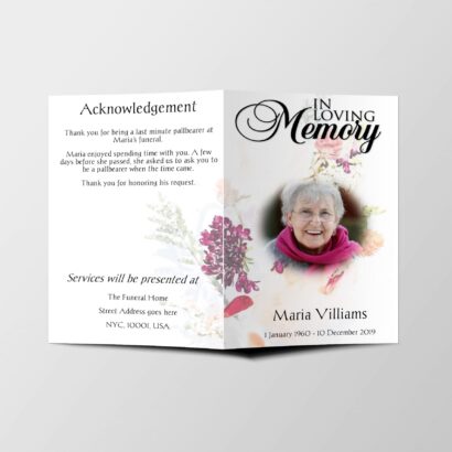 Floral Less Color Funeral Program Template - Funeral Pamphlet Site