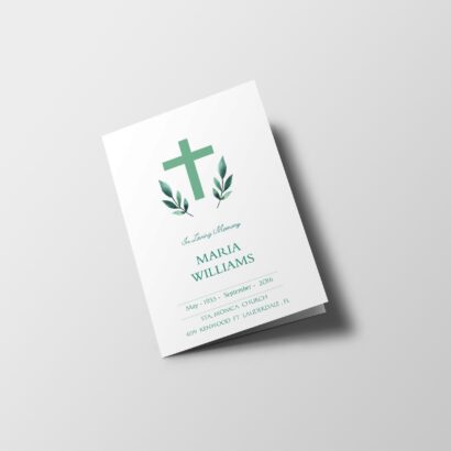 Green Cross Funeral Program Template