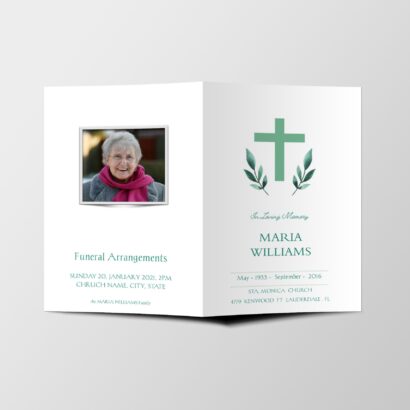 Green Cross Funeral Program Template