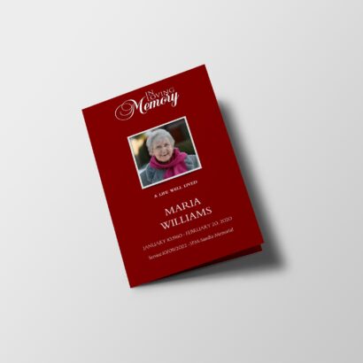 Maroon Solid Color Funeral Program Template - Funeral Pamphlet Site