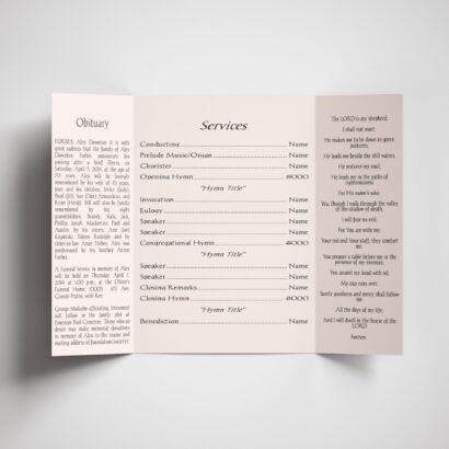 Golden Floral Gate Fold Funeral Program Template - Funeral Pamphlet Site