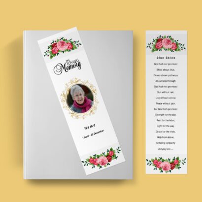 Watercolor Funeral Bookmark Template - Funeral Pamphlet Site