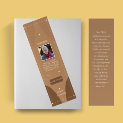 Brown Aesthetic Funeral Bookmark Template - Funeral Pamphlet Site