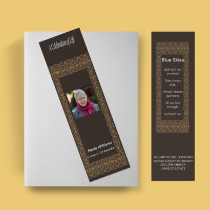Brown Elegant Funeral Bookmark Template - Funeral Pamphlet Site