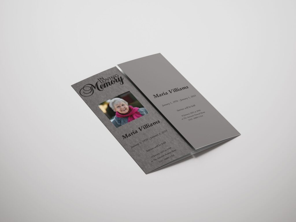 Metallic Gate Fold Funeral Program Template - Funeral Pamphlet Site