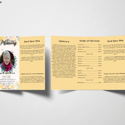Spring Flowers Trifold Funeral Program Template - Funeral Pamphlet Site