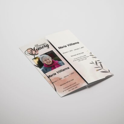Watercolor Floral Gatefold Funeral Program Template - Funeral Pamphlet Site