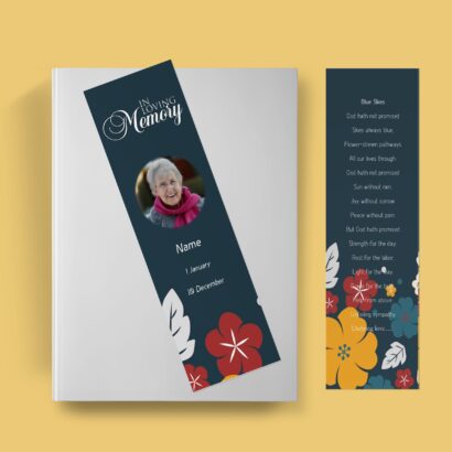 Simply Floral Funeral Bookmark Template - Funeral Pamphlet Site