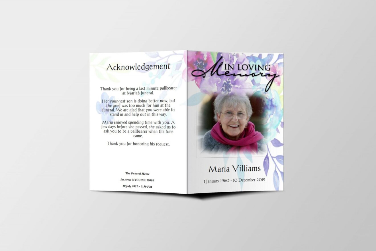 Multicolor Floral Funeral Program Template - Funeral Pamphlet Site