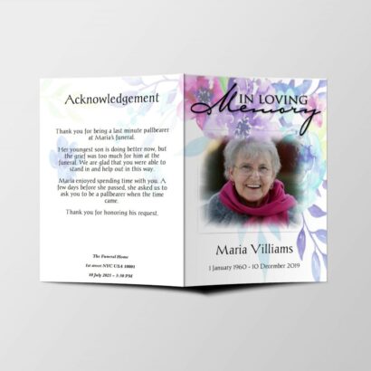 Multicolor Floral Funeral Program Template - Funeral Pamphlet Site
