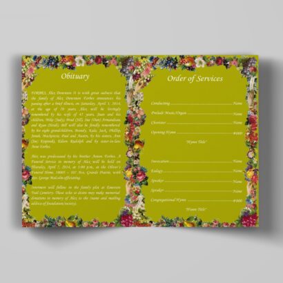 Floral Themed Funeral Program Template - Funeral Pamphlet Site