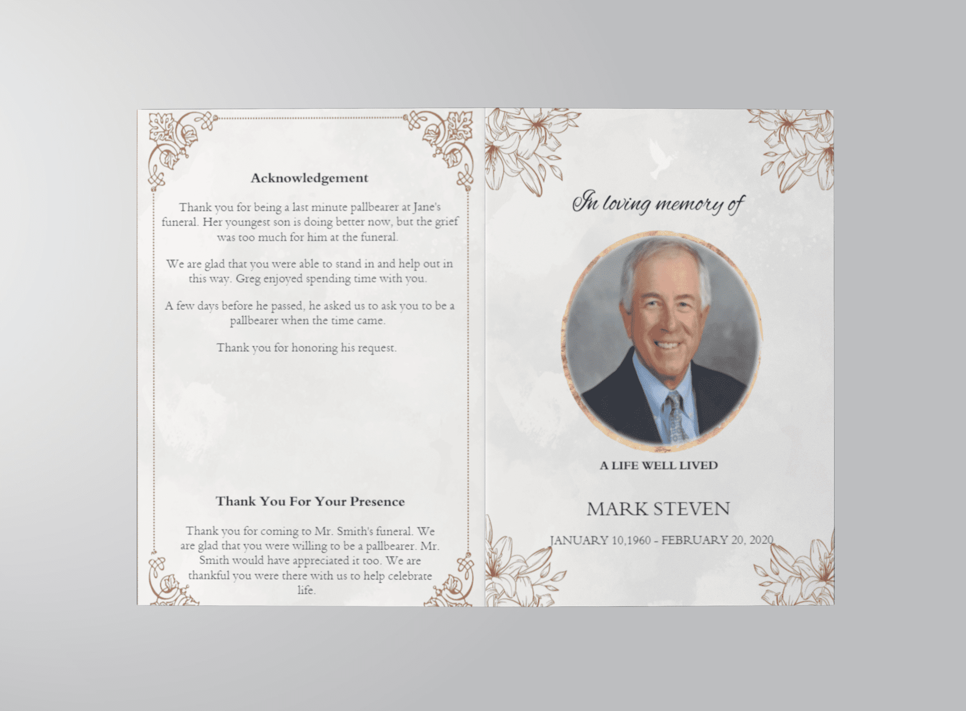 Obituary Program Template